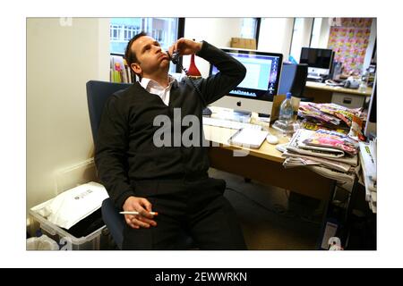 Journalist Nick Harding in his office before taking a stress ...