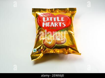 Britannia Little Hearts biscuit on white backgrounds Stock Photo - Alamy