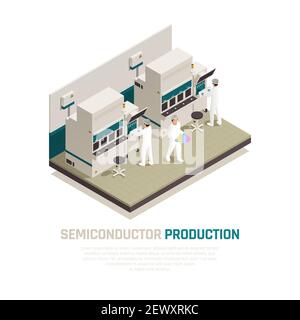 Semiconductor element production isometric composition with project working place computer and ...