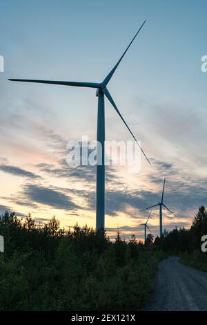 Hugh wind turbines generate sustainable and renewable energy by night ...