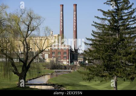 A view of the original Hershey Chocolate factory in Hershey ...