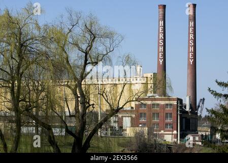 A view of the original Hershey Chocolate factory in Hershey ...