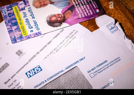 NHS invitation letter to book a coronavirus vaccination for a person ...