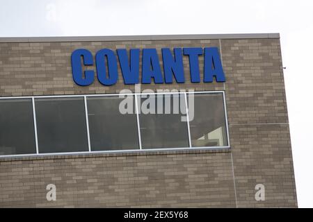 A logo sign outside of the headquarters of Covanta in Morristown, New ...
