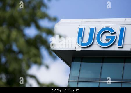A logo sign outside of the headquarters of UGI Corporation, also known ...