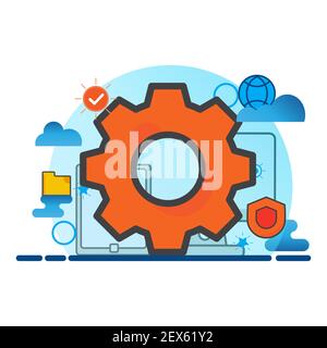 setting illustration. computer illustration. Flat vector icon. can use ...