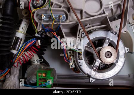 washing machine disassembled with open enclosure is ready for service ...