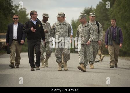 U.S. Army Brig. Gen. Christopher LaNeve, left, the commanding general ...