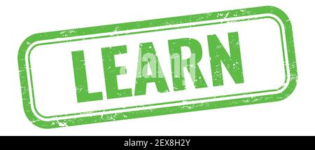 LEARN text on green grungy vintage rectangle stamp Stock Photo - Alamy