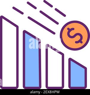 devaluation line icon, outline symbol, vector illustration, concept ...
