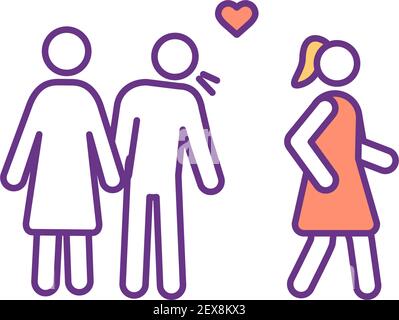 Love and adultery. Cartoon husband wife. Family infidelity, mistress ...