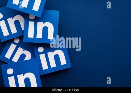 LONDON, UK - March 2021: Linkedin business social networking platform ...