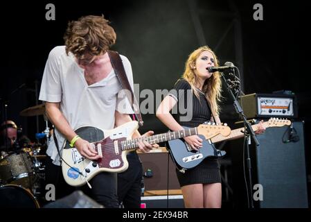Ellie Rowsell and Joff Oddie of Wolf Alice performing on the Pyramid ...