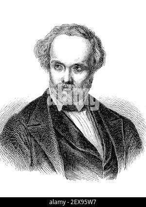 Friedrich Hebbel (1813-1863), German poet and writer. Painting by Rahl ...