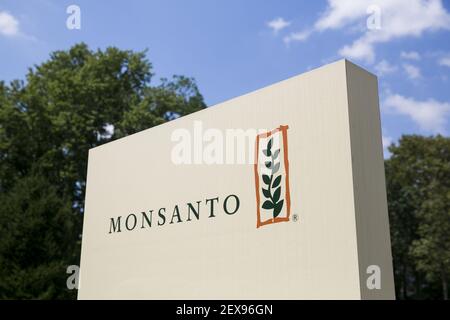 A logo sign outside of the headquarters of the Monsanto Company, in St ...