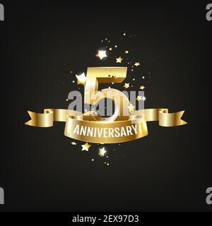 Golden anniversary medal icon | 5th anniversary Stock Vector Image ...