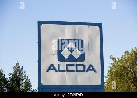 A logo sign outside of the Alcoa Warrick Operations facility in ...