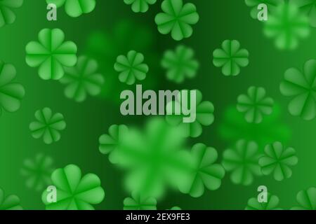 Seamless floral pattern. Four leaves green gradient Clovers on white ...