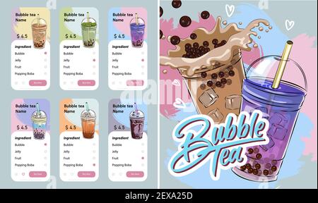 menu design and flyers Thai pearl bubble tea menu for your cafe with ...