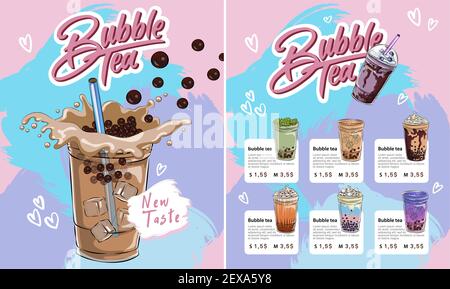 menu design and flyers Thai pearl bubble tea menu for your cafe with ...