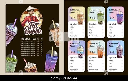 menu design and flyers Thai pearl bubble tea menu for your cafe with ...