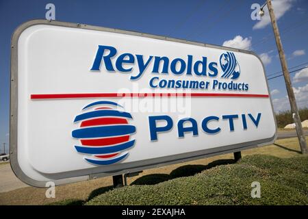 A logo sign outside of a factory operated by Reynolds Consumer Products ...