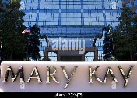 A logo sign outside of the headquarters of Mary Kay, Inc., in Addison ...