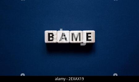 BAME symbol. Abbreviation BAME, black, asian and minority ethnic on ...