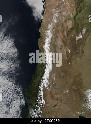 Satellite view of the Andes Mountains in South America Stock Photo - Alamy