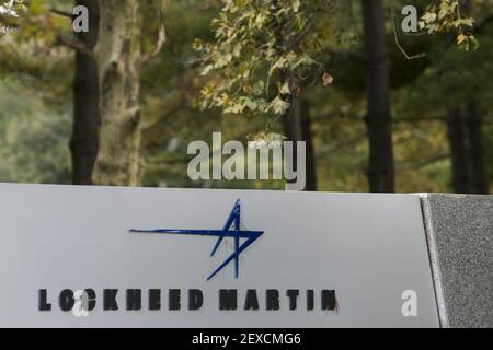 A logo sign outside of the headquarters of Lockheed Martin in Bethesda ...