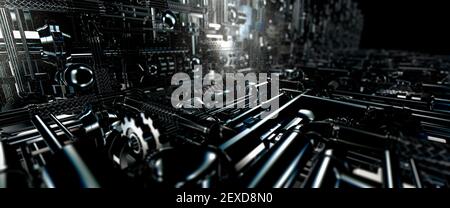 Industrial machinery made from pipes and gears in a science fiction ...