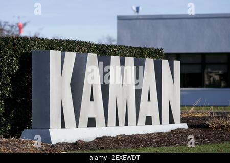 A logo sign outside of the headquarters of Kaman Aerospace Corporation ...