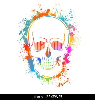 Multi-colored skull. Mixed media. Vector illustration Stock Vector ...