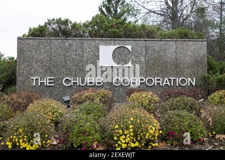 A logo sign outside of the headquarters of the Chubb Corporation in ...