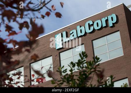 A logo sign outside of the headquarters of Laboratory Corporation of ...