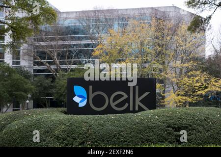 A logo sign outside the headquarters of Belk, Inc., in Charlotte, North ...
