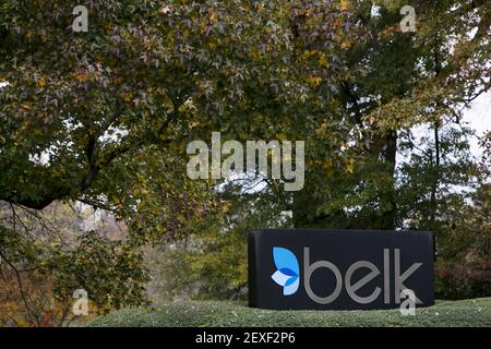 A logo sign outside the headquarters of Belk, Inc., in Charlotte, North ...