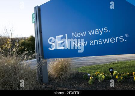 A logo sign outside of the headquarters of the SEI Investments Company ...