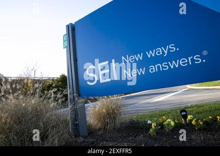 A logo sign outside of the headquarters of the SEI Investments Company ...