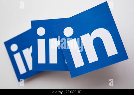 LONDON, UK - March 2021: Linkedin business social networking platform ...