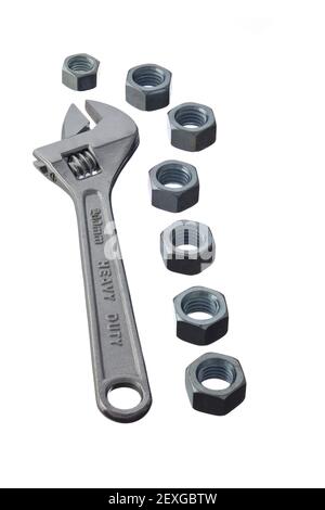 Adjustable screw wrench over white background Stock Photo - Alamy
