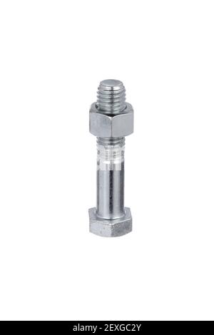 bolt with nut on white surface Stock Photo - Alamy