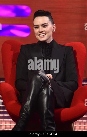 EDITORIAL USE ONLY Daisy Ridley during filming for the Graham Norton ...