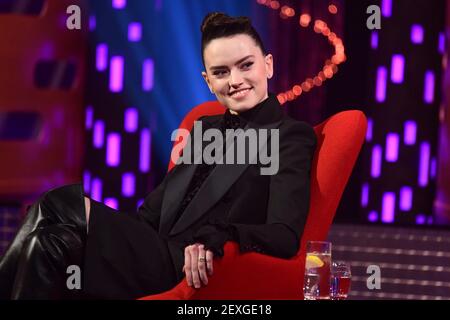 EDITORIAL USE ONLY Daisy Ridley during filming for the Graham Norton ...