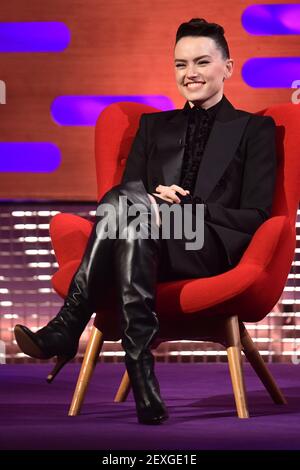 EDITORIAL USE ONLY Daisy Ridley during filming for the Graham Norton ...