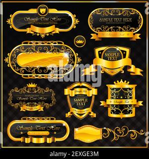 Decorative ornate gold frame label Stock Photo - Alamy