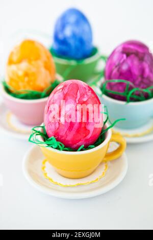 Colourful easter eggs. Colored eggs. Happy easter. Spring and spring ...