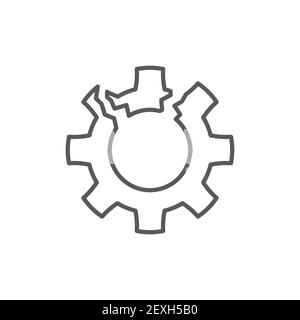 Broken gear icon. Cog wheel machine part and technology theme. Isolated ...