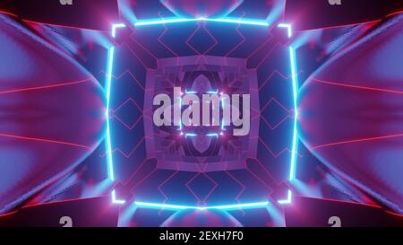 3d rendering of a futuristic kaleidoscope hallway towards a portal with ...