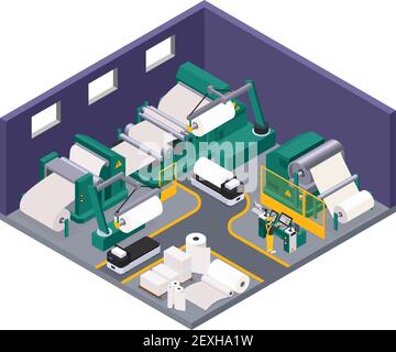 Paper production composition with conveyor and printing symbols ...